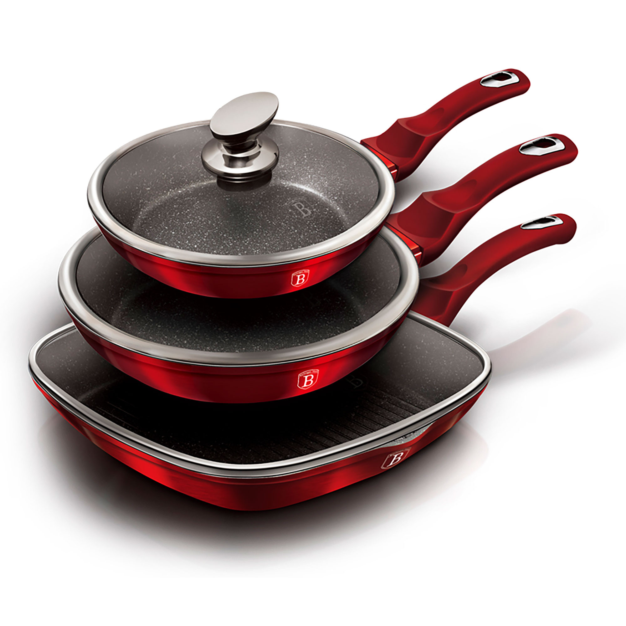Berlinger Haus Burgundy Juego 2 Sartenes y Grill Inducción 20-24-28cm ...