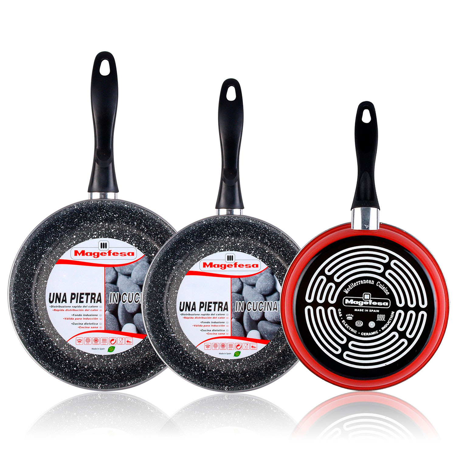 Magefesa K2 Rojo Set Juego 3 Sartenes 20-24-28 cm