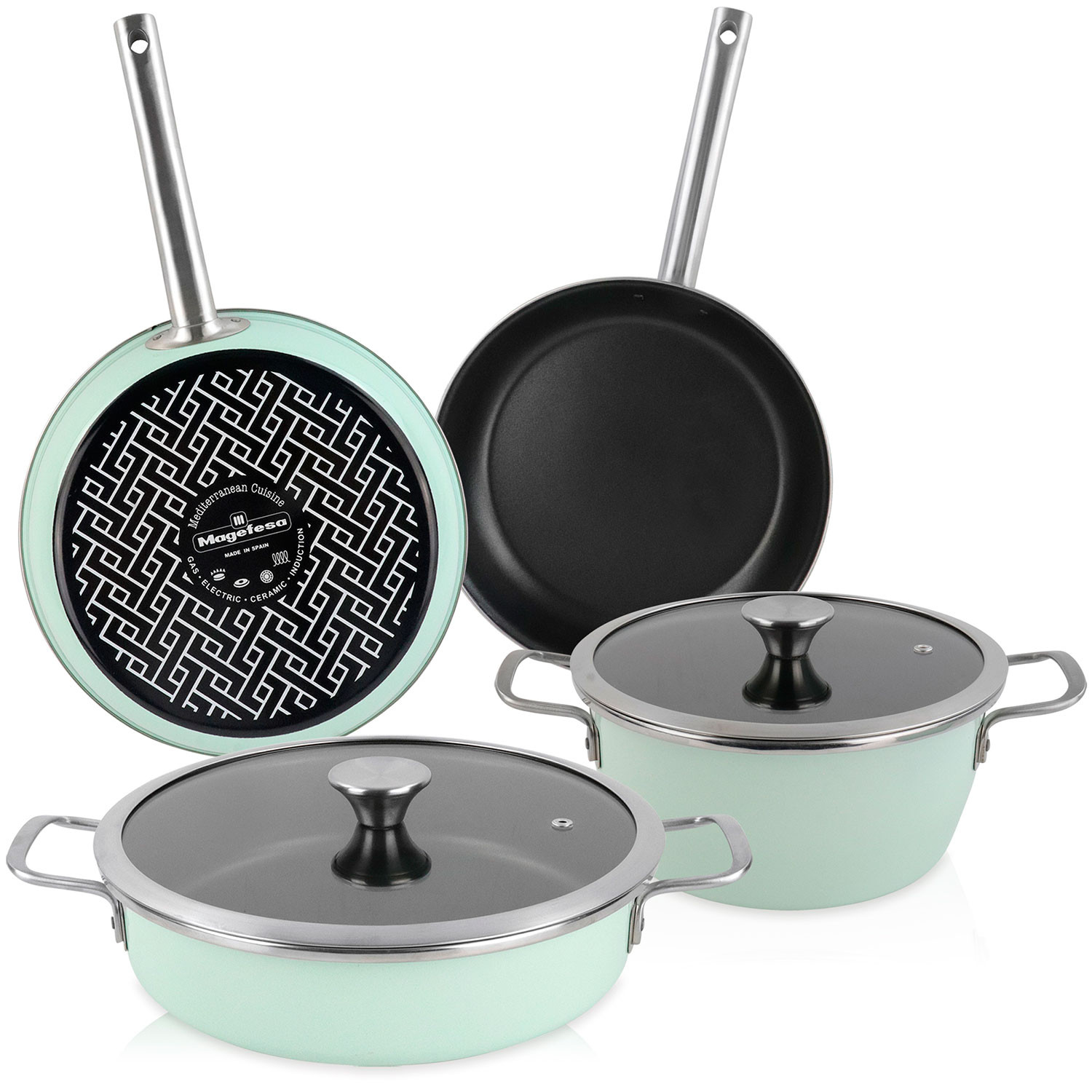 Magefesa Nordic Batería Cocina Inducción 6 Piezas, Antiadherente Libre ...