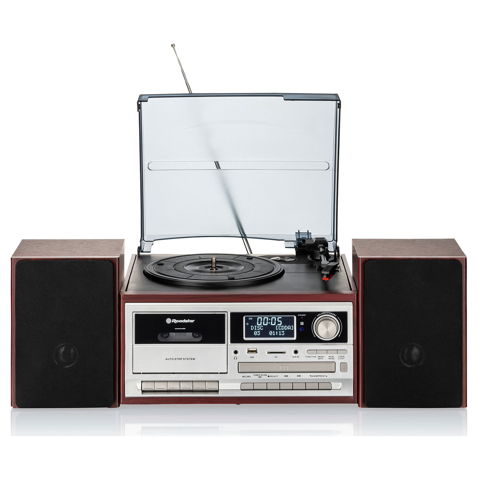 Roadstar HIF-8892DBT Equipo de Música Hi-FI Vintage con Tocadiscos 33 ...